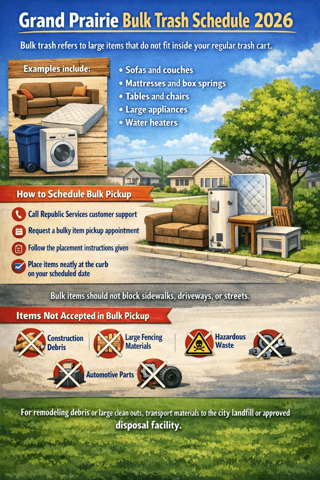 Grand Prairie Trash Schedule 2026 (Holidays, Recycling & Bulk Pickup ...