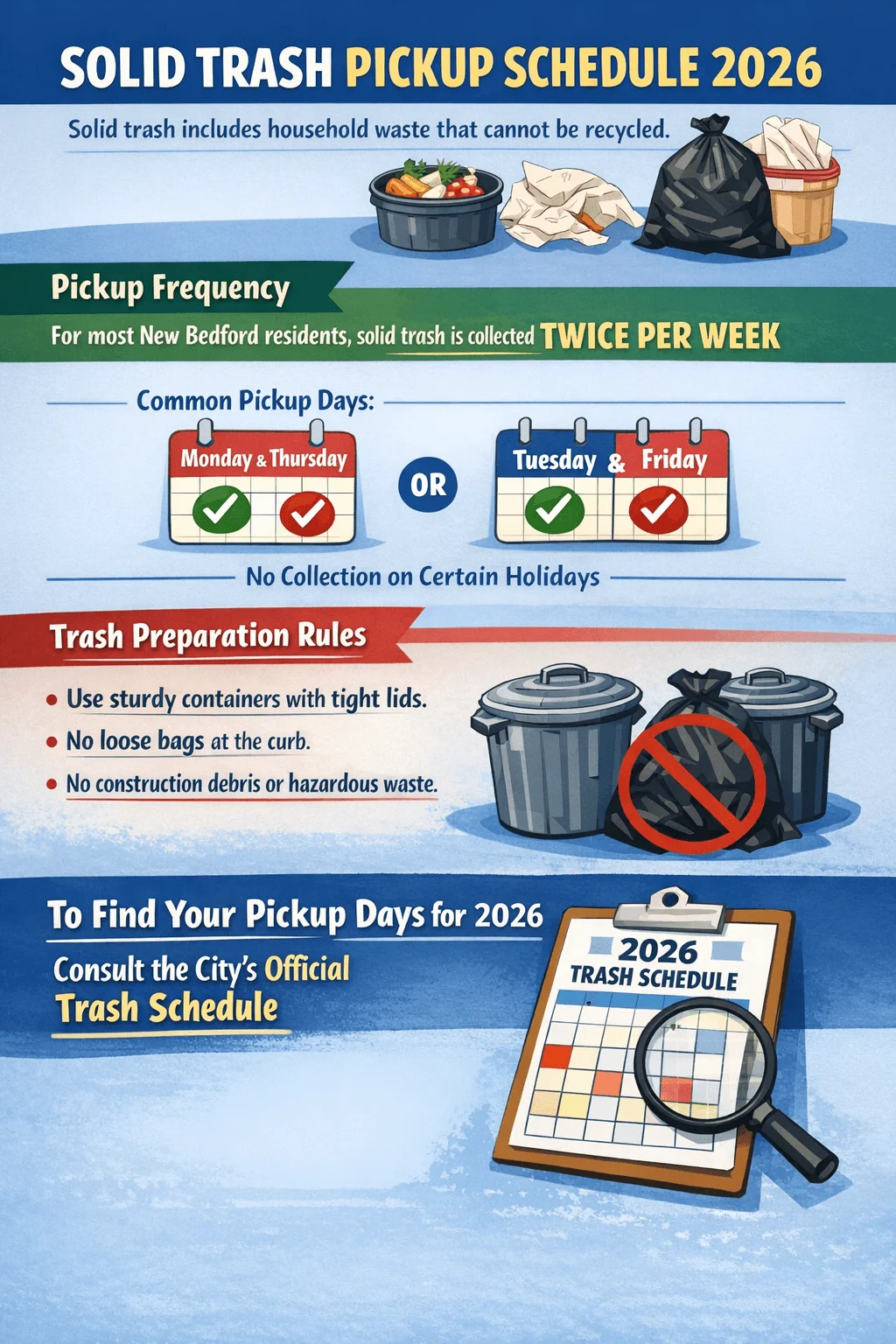 New Bedford Trash Pickup Schedule 2026 (Holidays, Recycling & Bulk ...