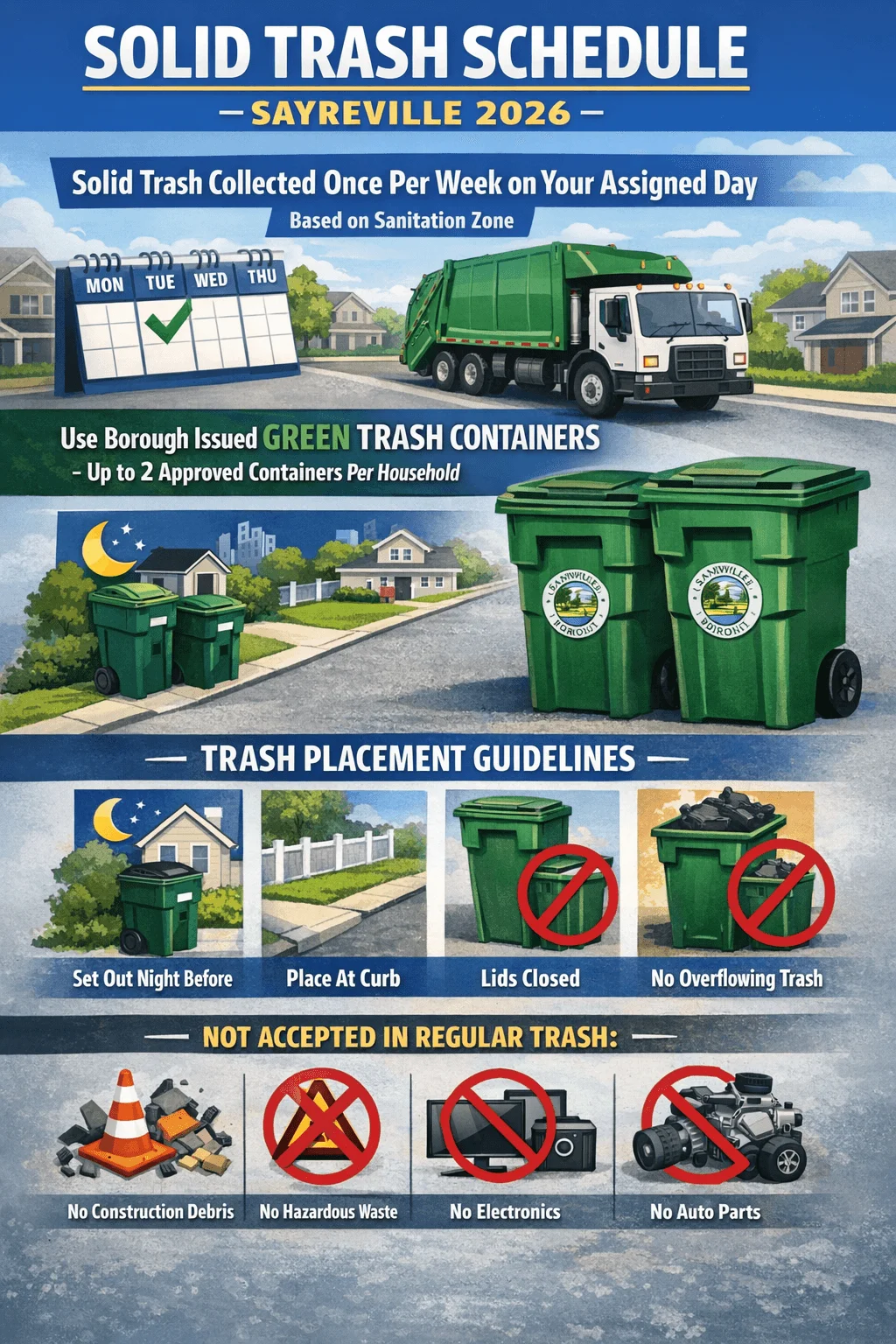 Sayreville Garbage Schedule 2026 (Holidays, Recycling & Bulk Pickup ...